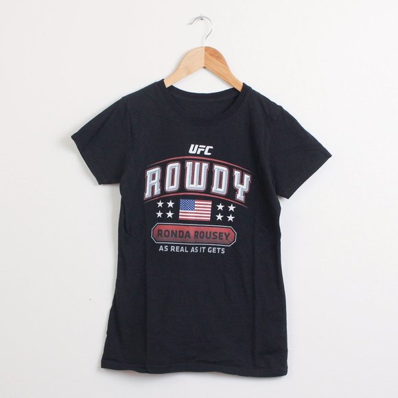 Tops | Ufc Ronda Rousey Shirt Women Small Black Rowdy Tee | Poshmark
